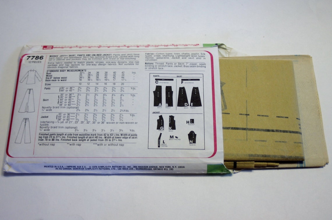 Pattern Simplicity 7786: Misses' Jiffy Skirt Pants and - Etsy