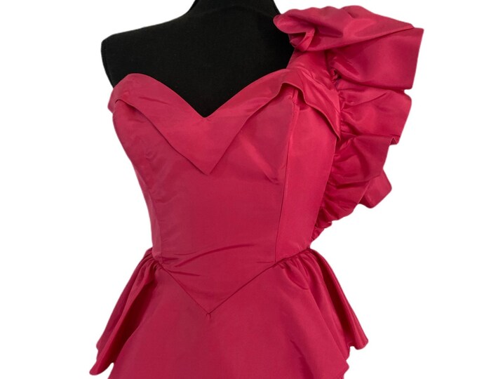 80s Structural Prom Dress, Barbie Pink Prom Dress, Puffy Sleeves 80s ...