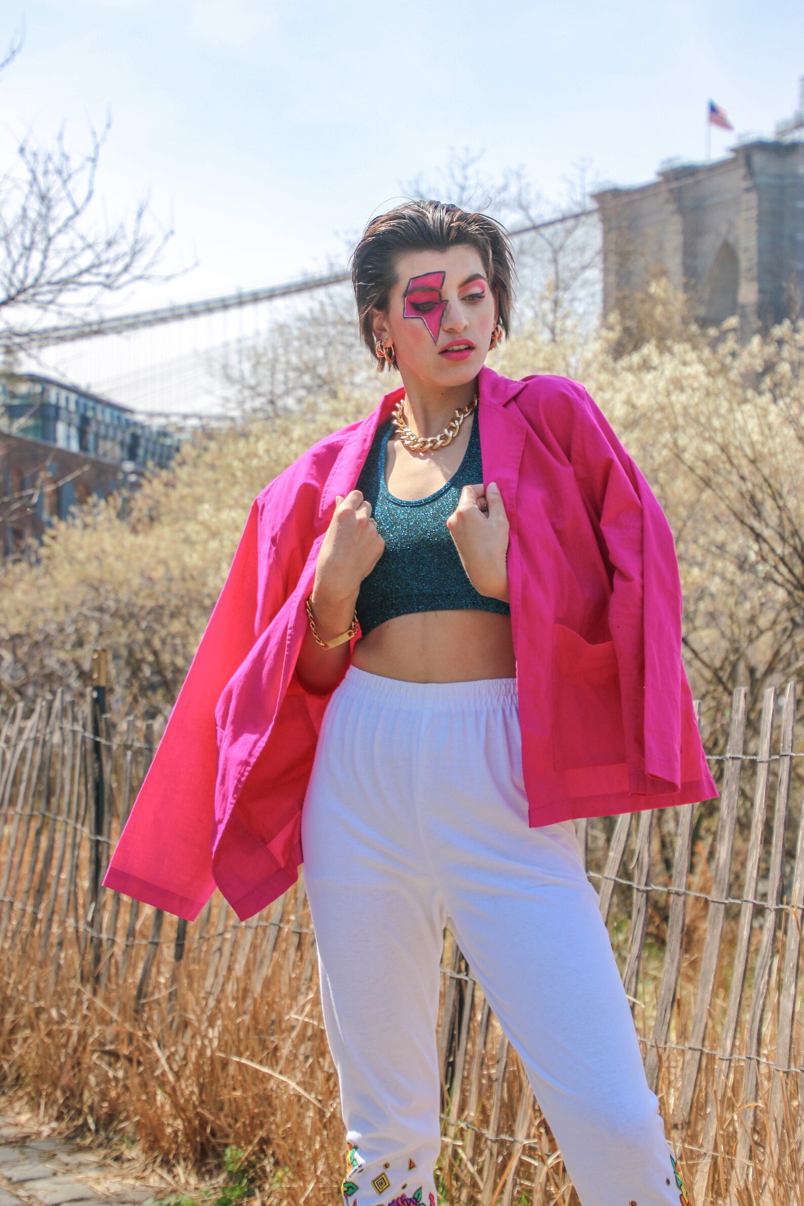 80s 90s Vintage HOT PINK OUTFIT set oversized blazer pant | Etsy