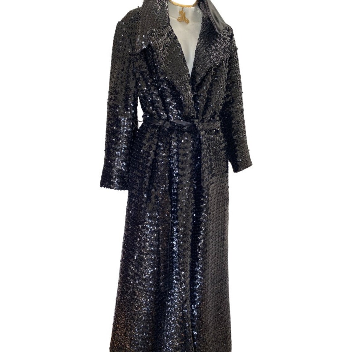 Rare 70's Vintage BLACK SEQUIN Duster Long Sequin Coat - Etsy