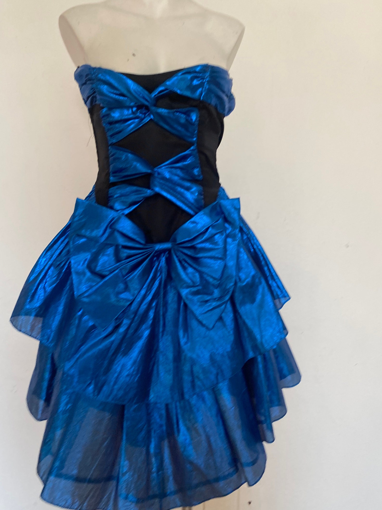 80's Vintage PROM DRESS 80's Prom Dress Metallic BLUE - Etsy