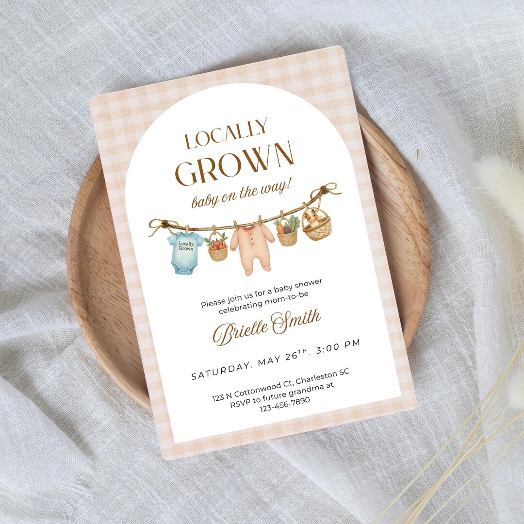 Rustic Farmhouse Baby Shower Invitation: Locally Grown Theme (digital ...