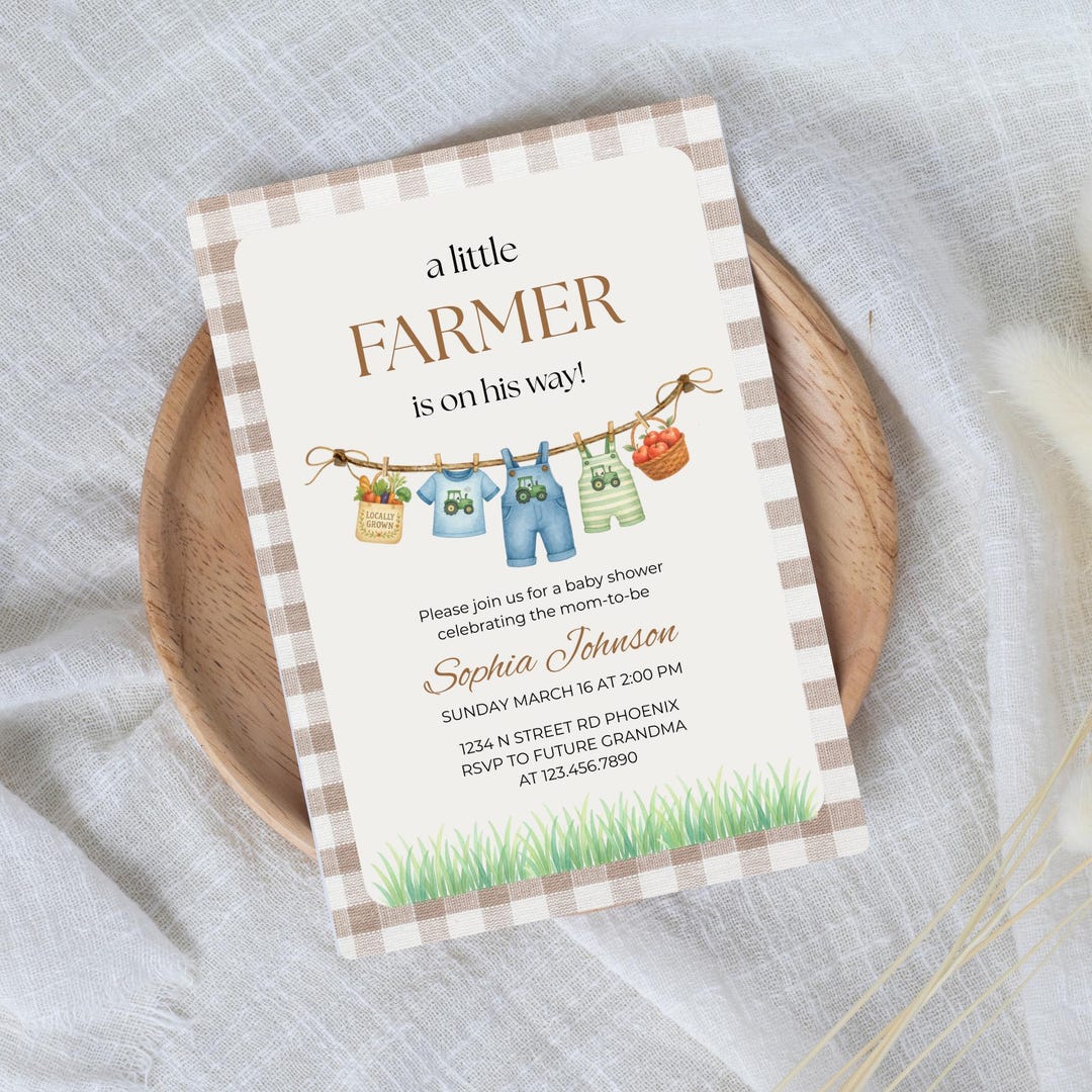 Rustic Farm Baby Shower Invitation Template: Editable Digital Download ...