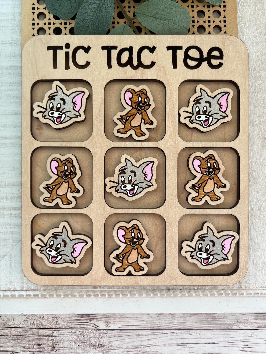 Tom and Jerry Tic Tac Toe Board Wood Handpainted - Etsy