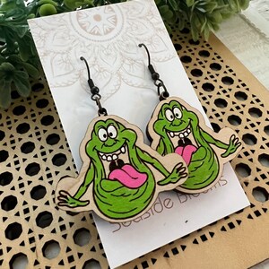 Ghostbusters Slimer Hand Painted Lightweight Wood Earrings - Etsy