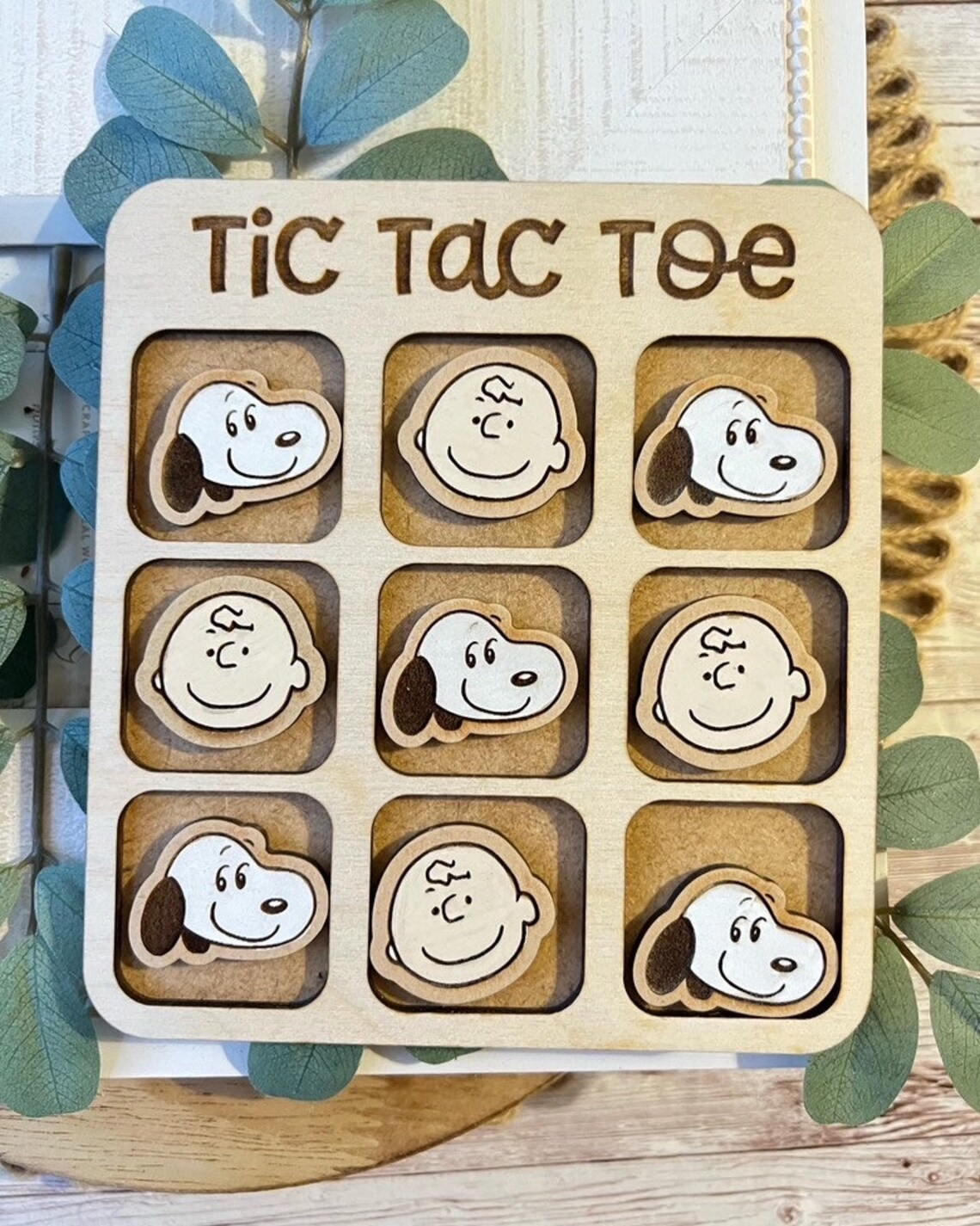 Peanuts Snoopy Charlie Brown Hand Painted Wood Tic Tac Toe - Etsy