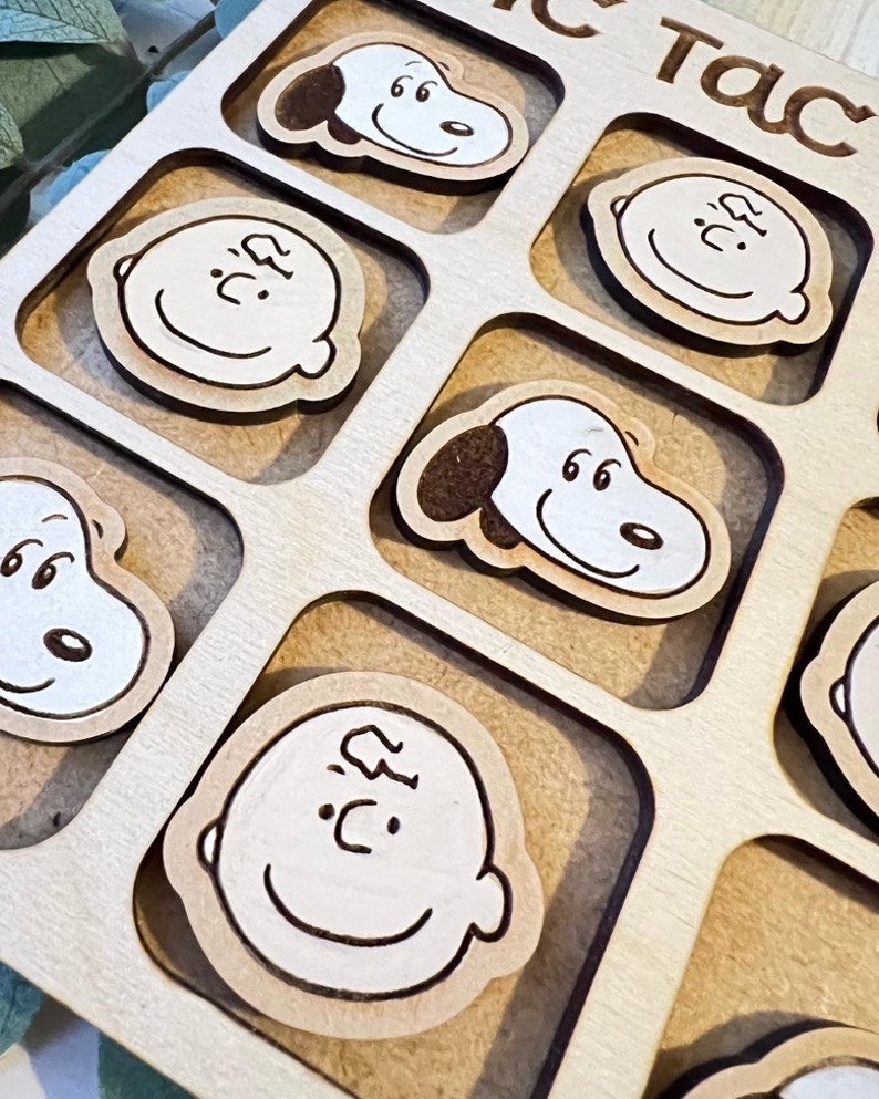 Peanuts Snoopy Charlie Brown Hand Painted Wood Tic Tac Toe - Etsy