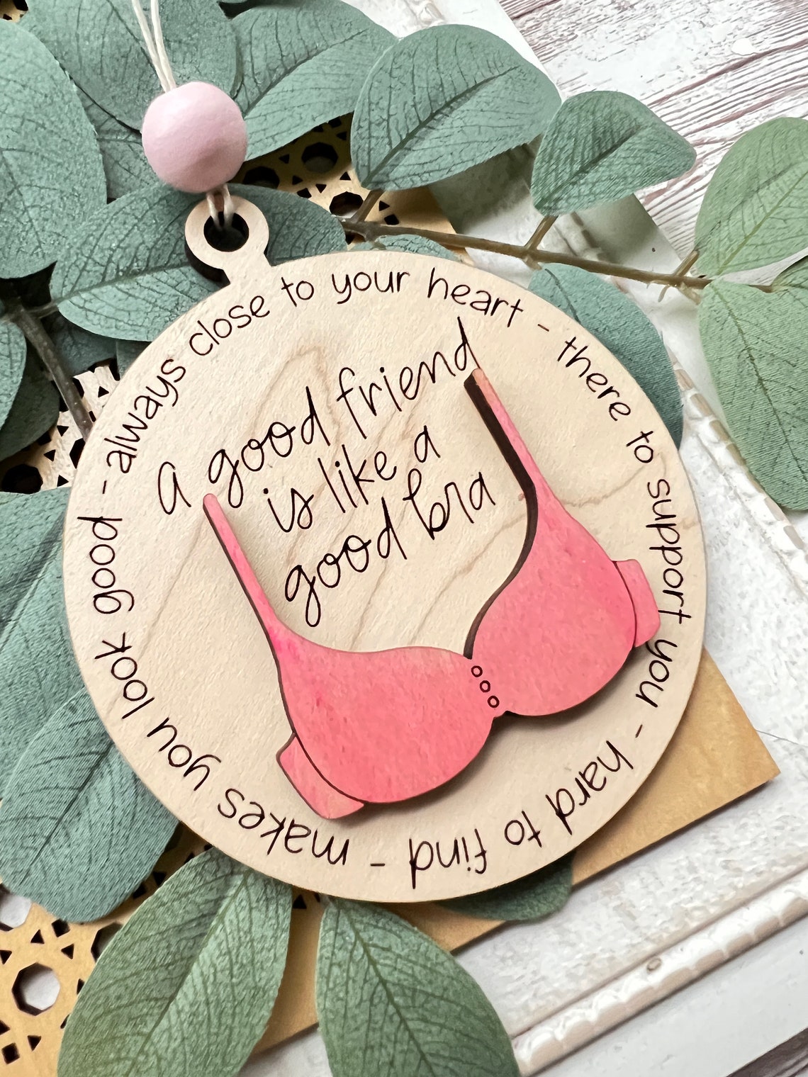 Best Friendship Hand Painted Bra Wood Ornament - Etsy