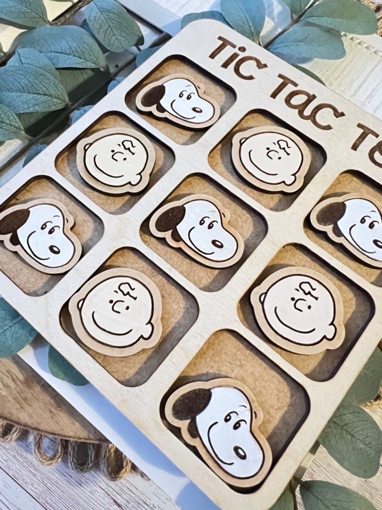 Peanuts Snoopy Charlie Brown Hand Painted Wood Tic Tac Toe Board - Etsy