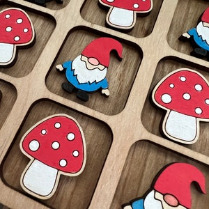Mushroom Gnome Hand Painted Wood Tic Tac Toe Board - Etsy