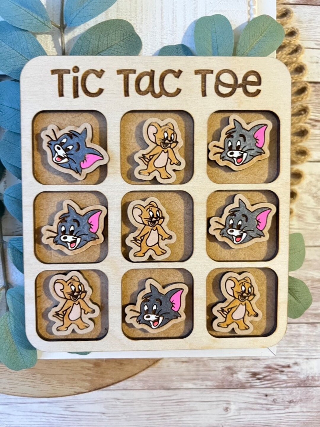 Tom and Jerry Tic Tac Toe Board Wood Handpainted - Etsy