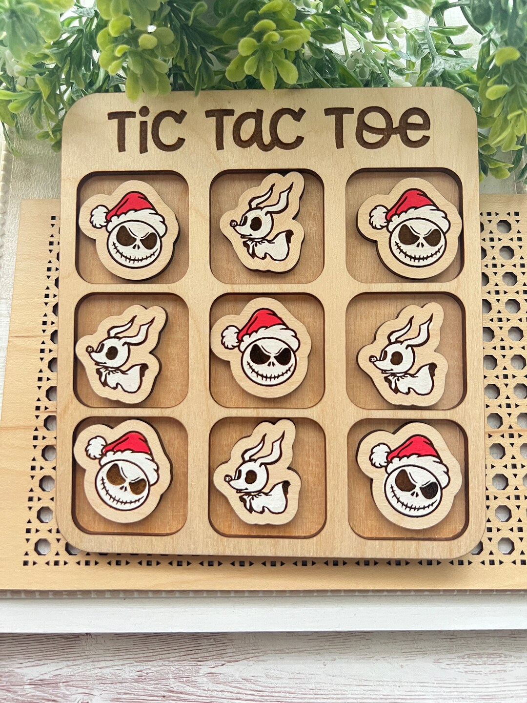 Nightmare Before Christmas Zero and Jack Wood Tic Tac Toe Board ...