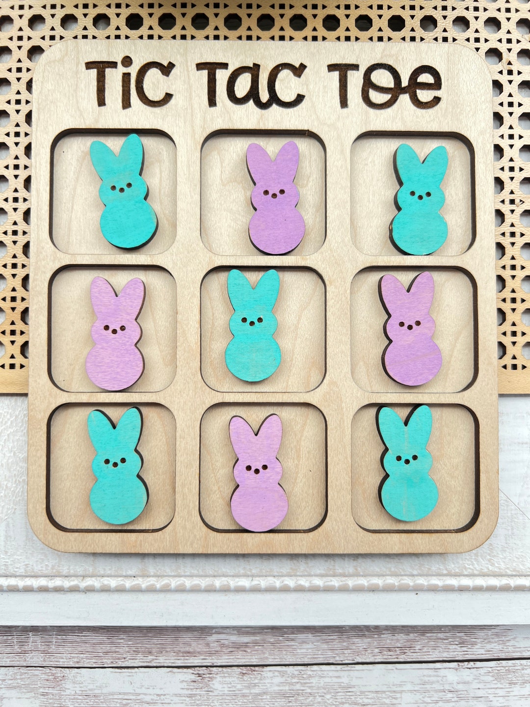 Easter Gift Tic Tac Toe Hand Painted Wood Peeps - Etsy