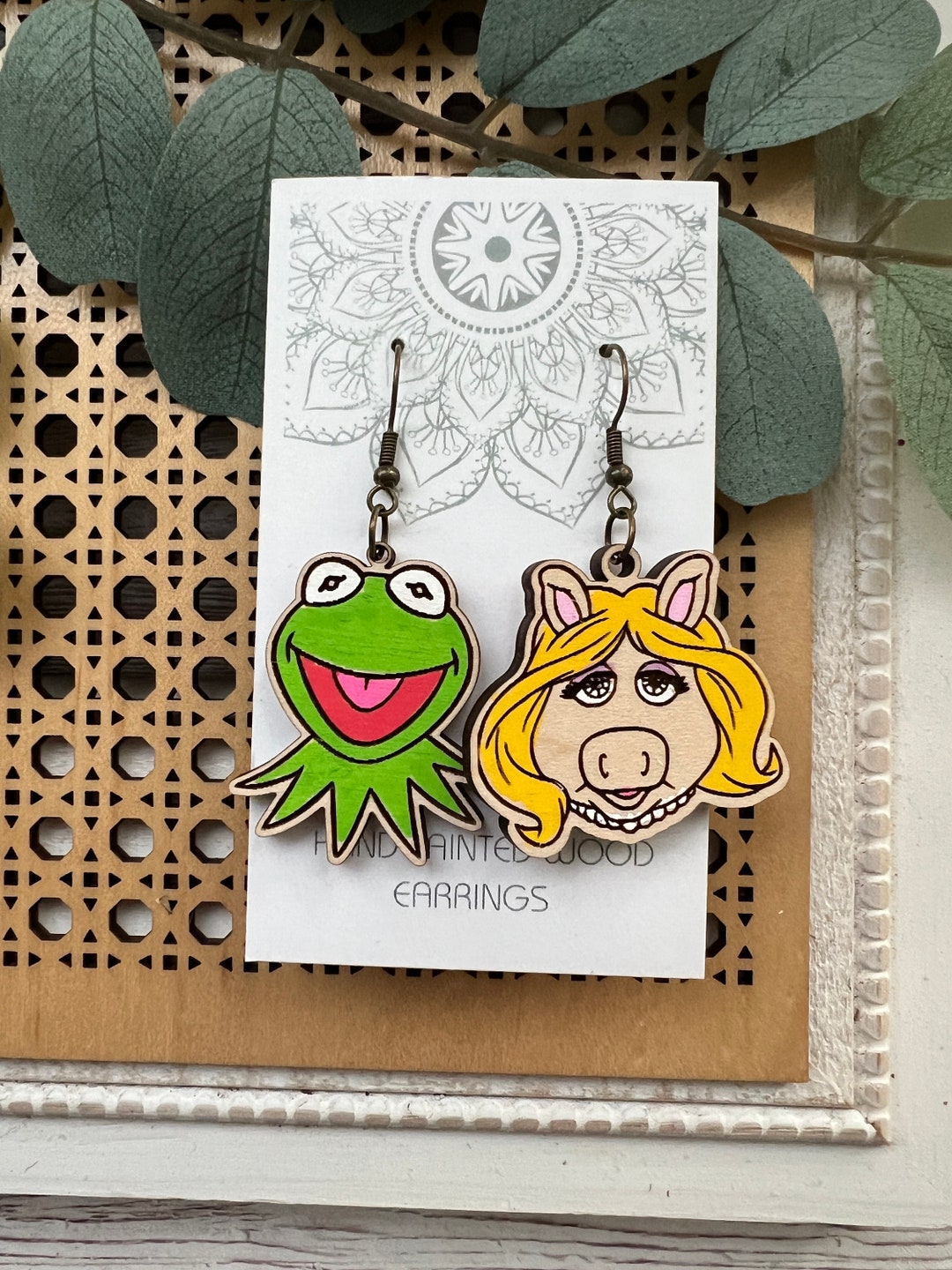 Puppet Character Hand Painted Light Weight Wood Earrings Pick Two of ...