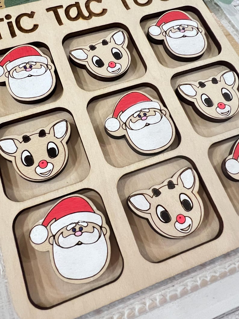 Santa Claus Rudolph the Red Nose Reindeer Tic Tac Toe Board - Etsy