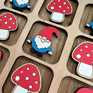 Mushroom Gnome Hand Painted Wood Tic Tac Toe Board - Etsy