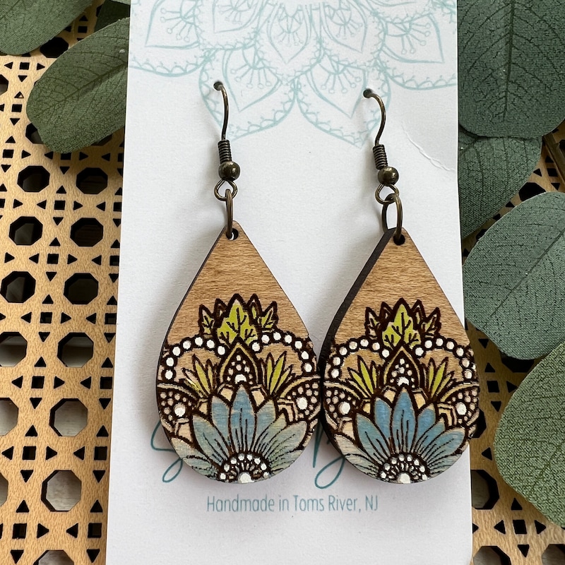 Painted Wood Earring - Etsy