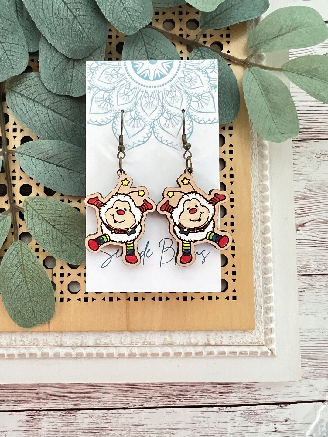 Rainbow Friend Tink Hand Painted Lightweight Maplewood Earrings With ...