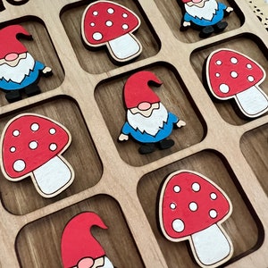 Mushroom Gnome Hand Painted Wood Tic Tac Toe Board - Etsy
