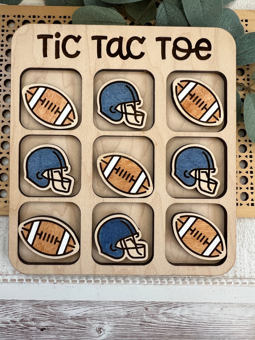 Football Team Any Team Color Hand Painted Maple Wood Tic Tac Toe Board ...
