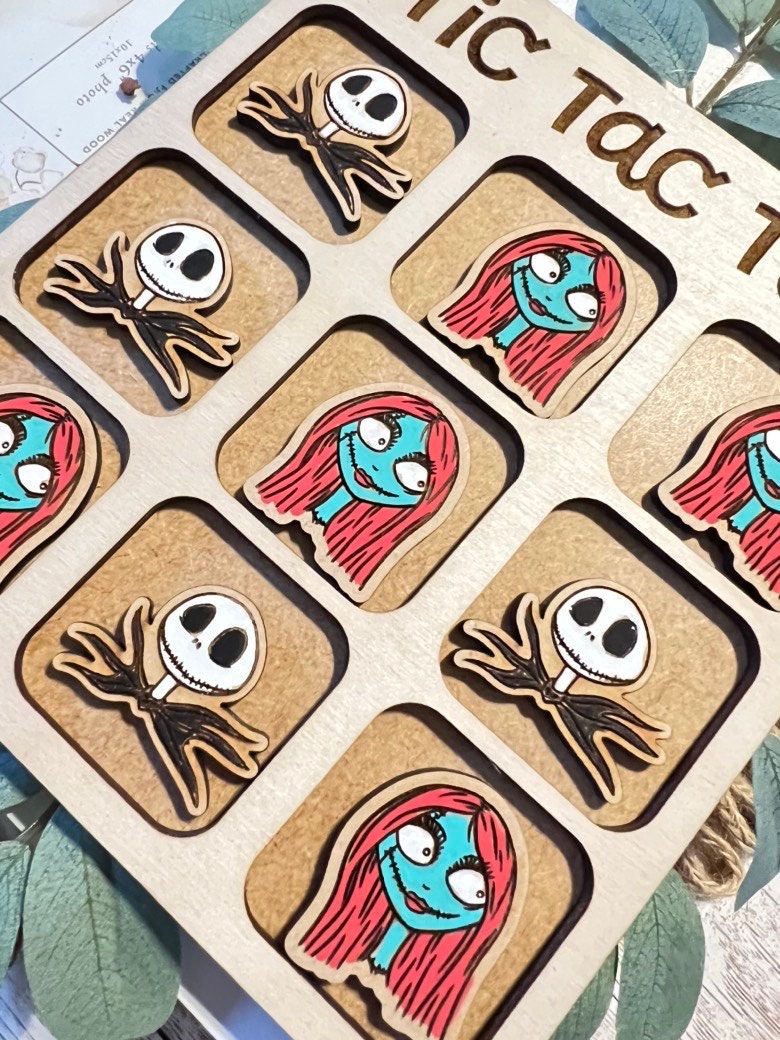 Nightmare Before Christmas Sally and Jack Wood Tic Tac Toe - Etsy