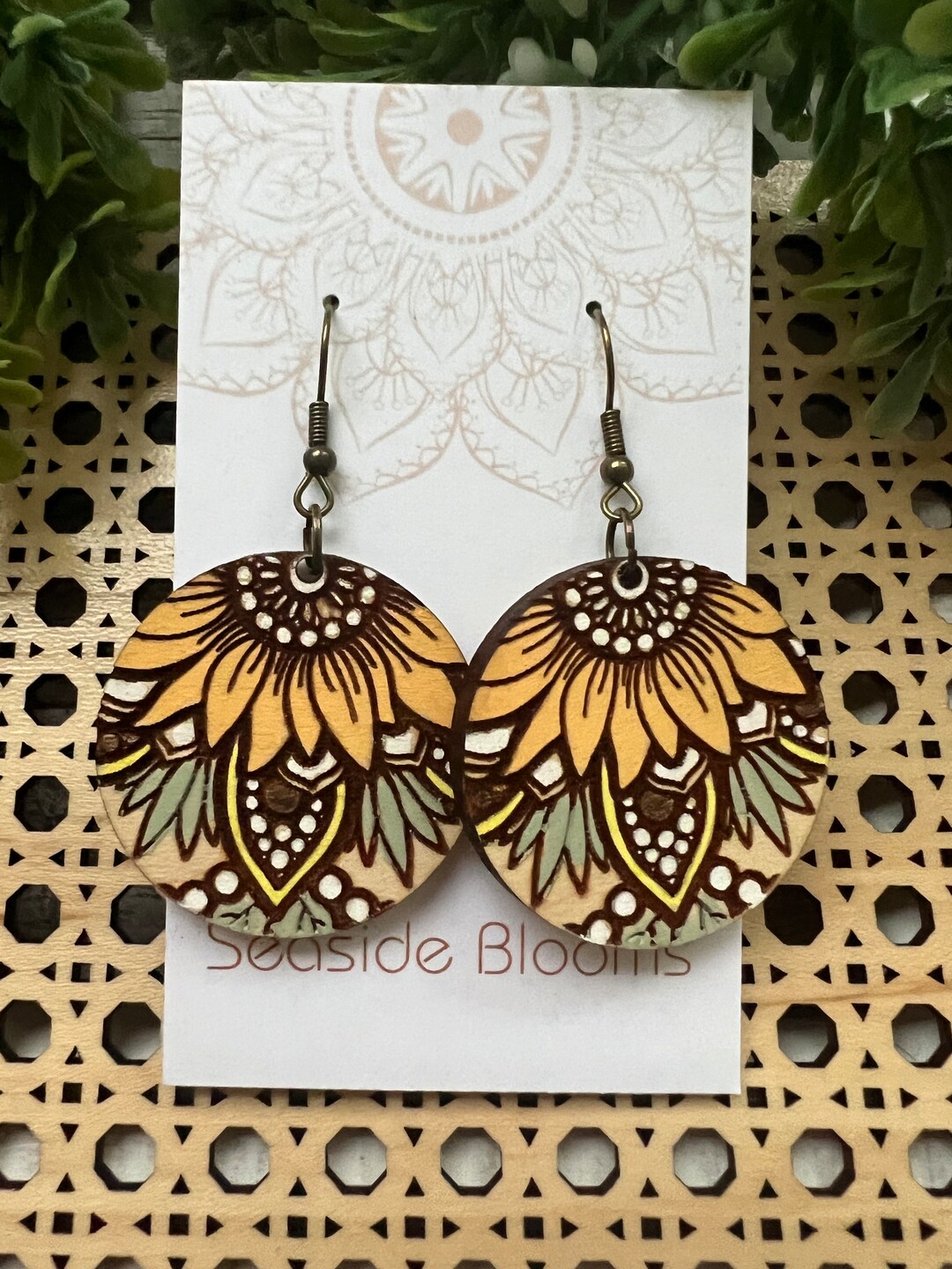 Boho Sunflower Hand Painted Lightweight Maple Wood - Etsy