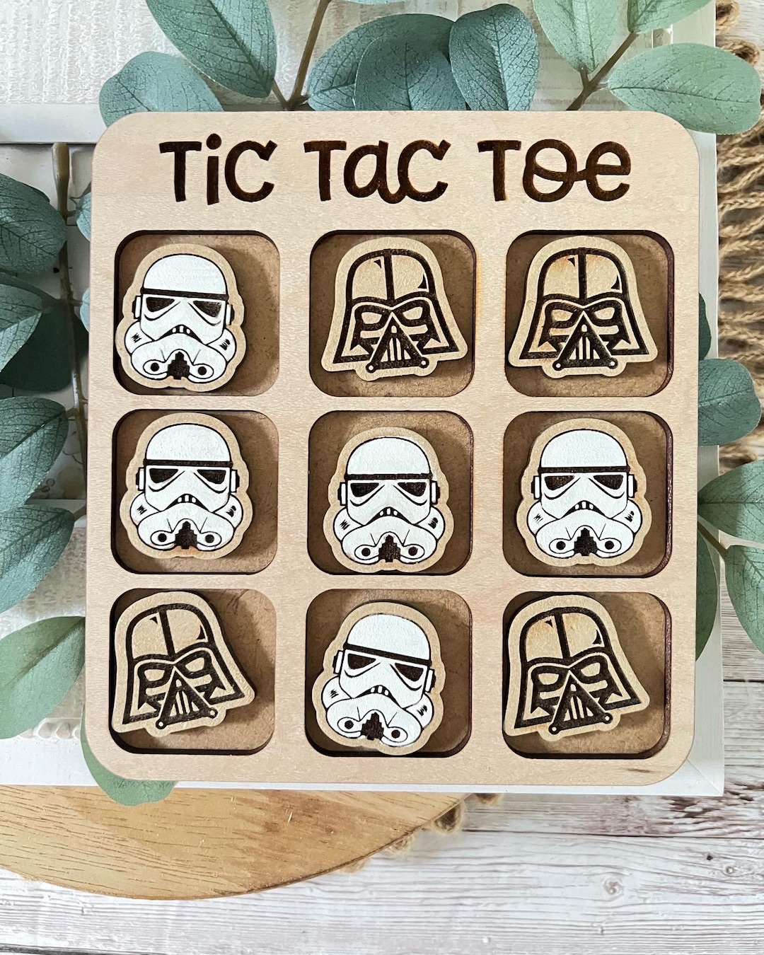 Darth Vader Stormtrooper Nerd Space Wars Hand Painted Wood Tic Tac Toe ...