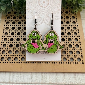 Ghostbusters Slimer Hand Painted Lightweight Wood Earrings - Etsy