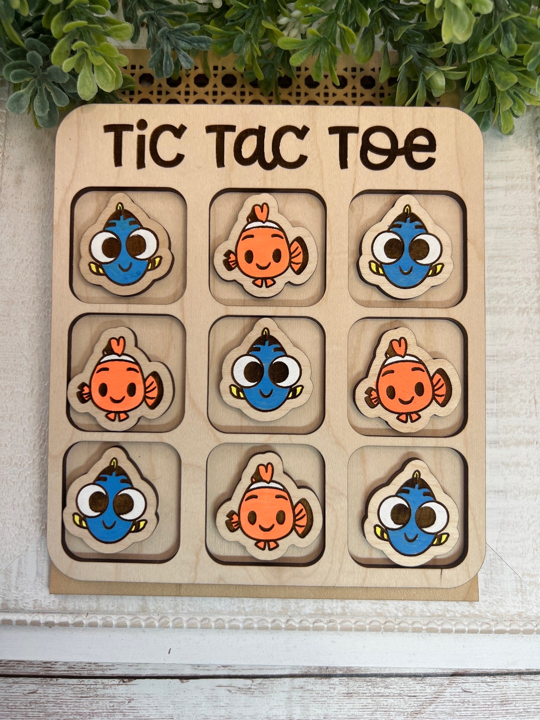 Nemo Dory Magical Movie Hand Painted Maple Wood Tic Tac Toe Board ...