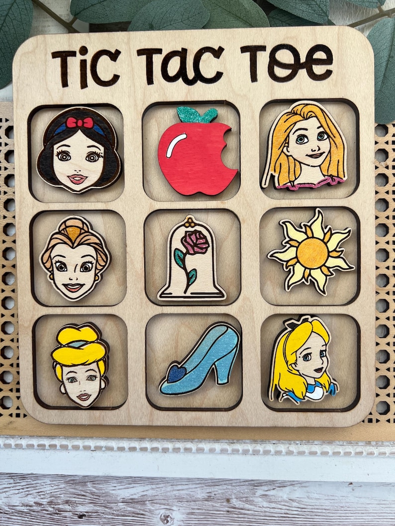 Hand Painted Maple Tic-tac-toe Board Pick Two Characters - Etsy
