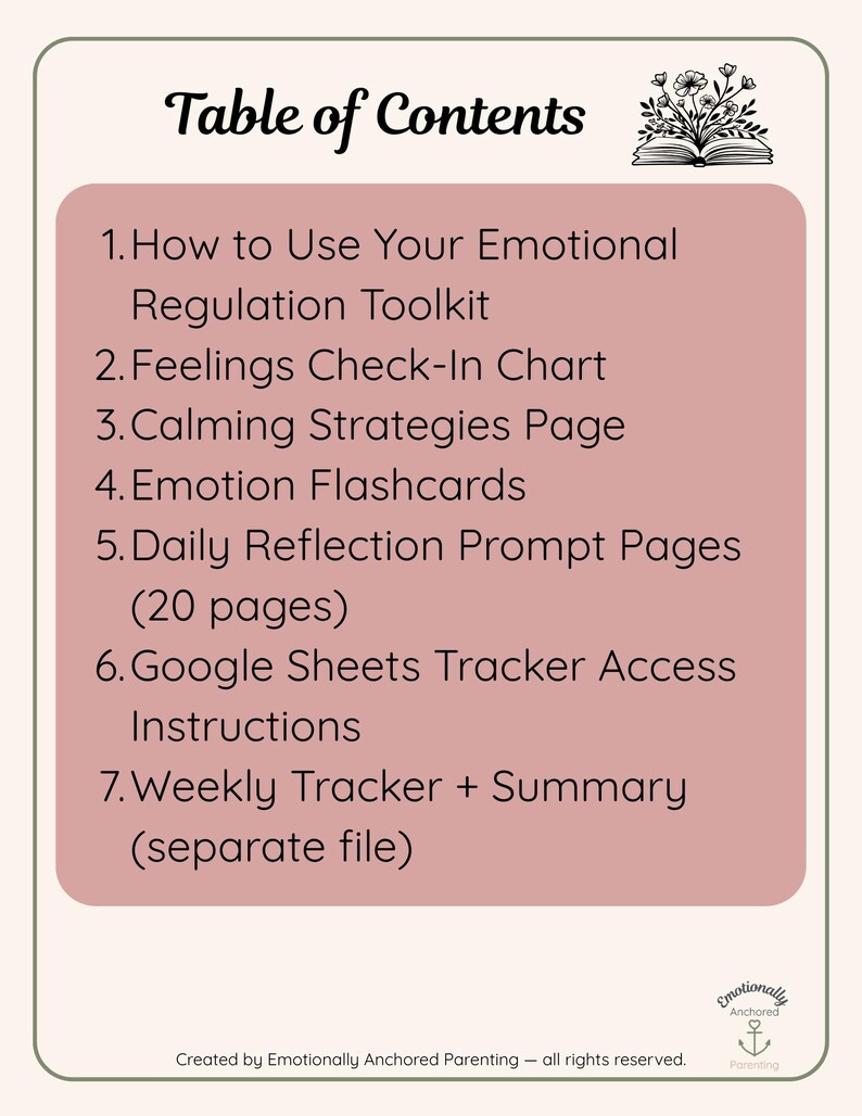 Emotional Regulation Tracker for Kids – Printable Feelings Chart, Daily ...