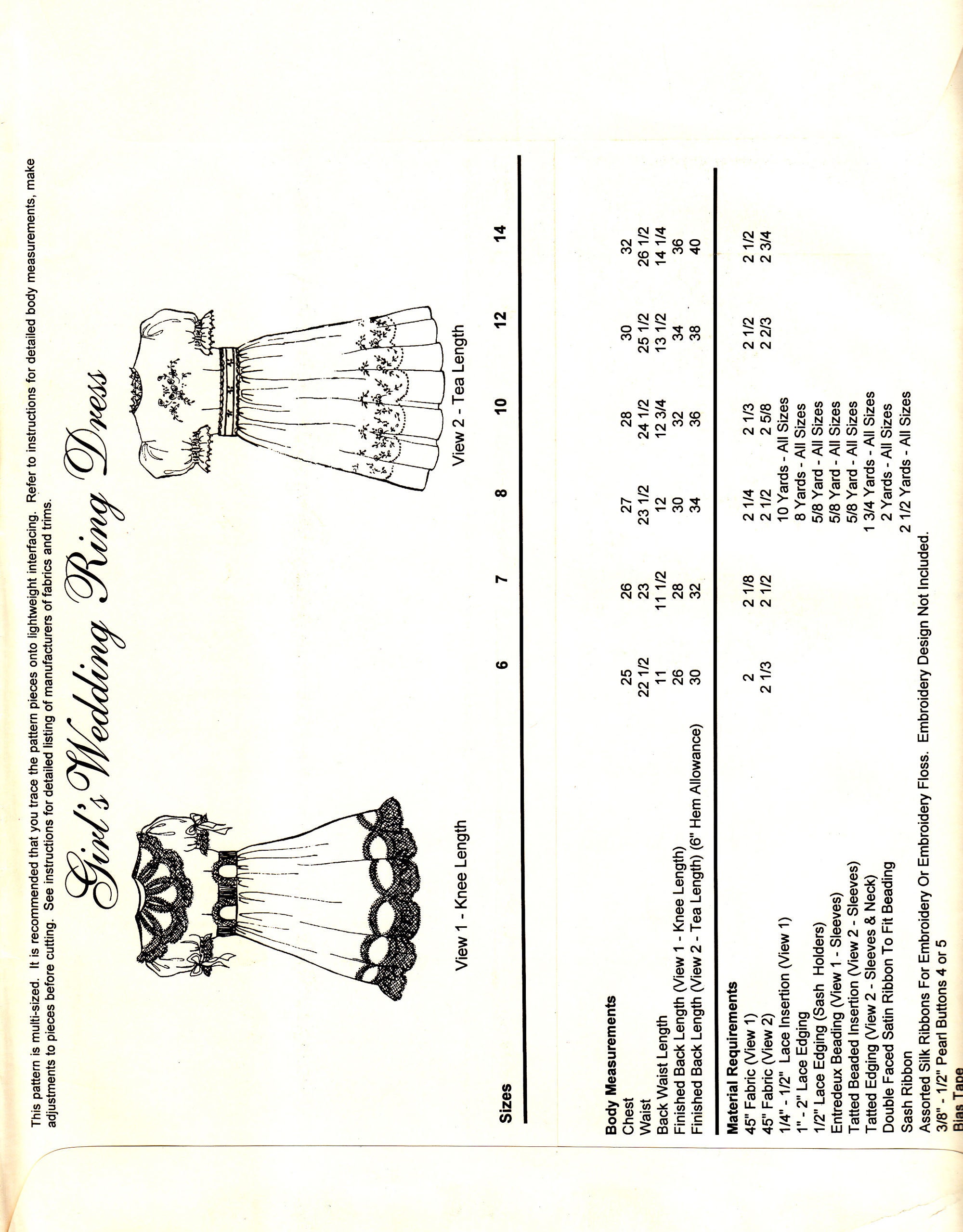 Chery Williams Pattern, girl's Wedding Ring Dress Sizes 6 14 - Etsy