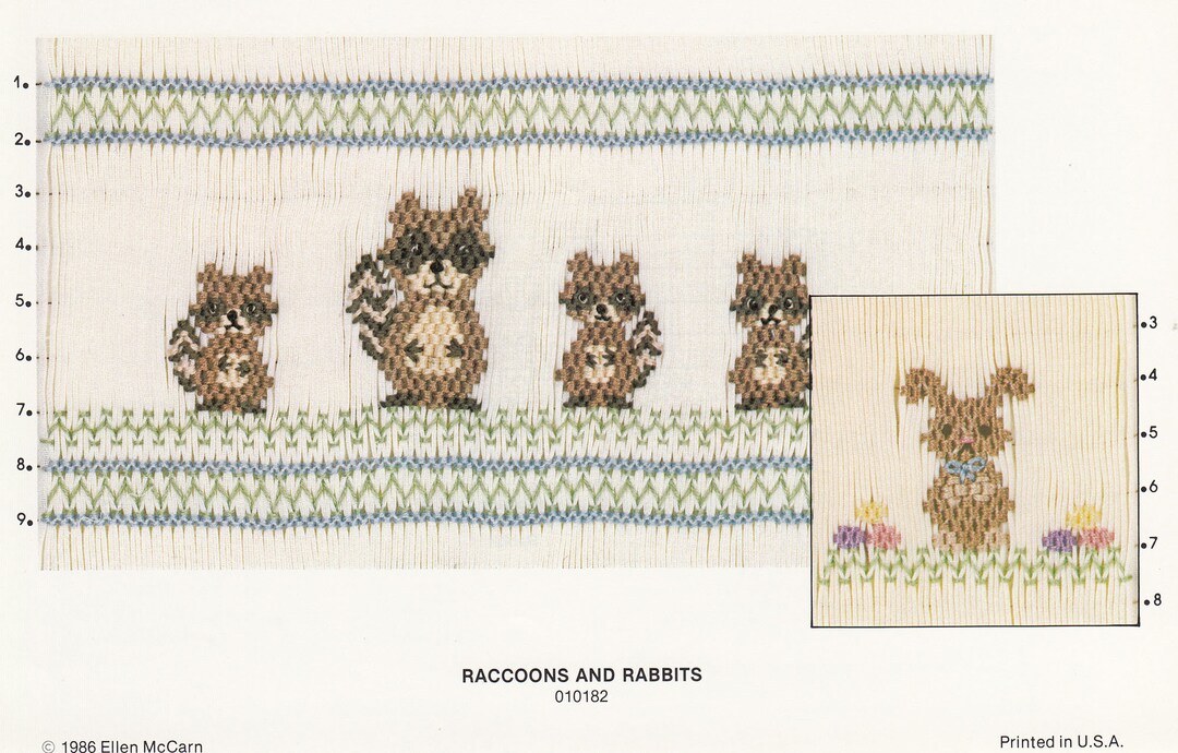 Ellen Mccarn Smocking Plate "raccoons and Rabbits" - Etsy
