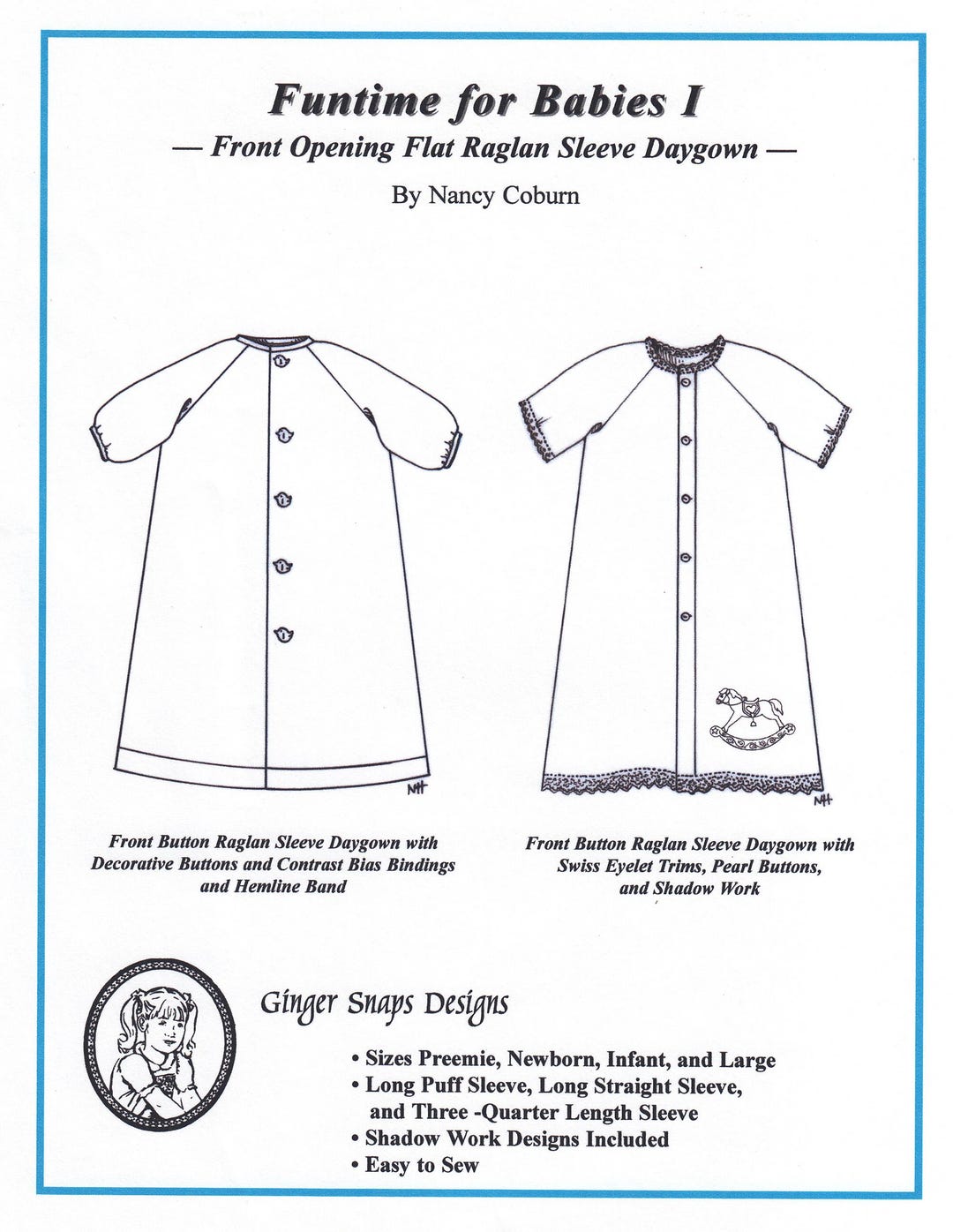 Ginger Snaps Pattern "funtime for Babies I" in Sizes Preemie, Newborn ...