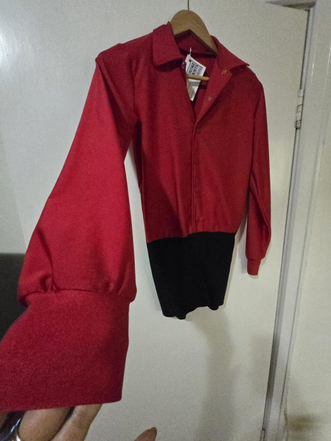 Vintage 1970s Disco Lycra Gender Neutral Red and Black Long-sleeved ...