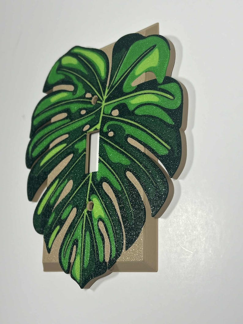3D Printed Monstera Leaf Light Switch Cover – Tropical Jungle Wall ...
