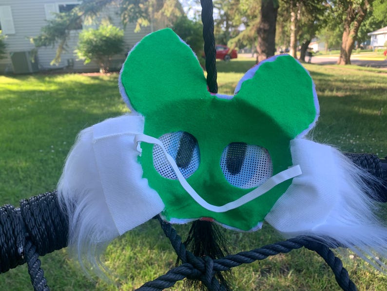 Rainbow and White Kitty Therian Mask. Not Waterproof. Fully Furred and ...