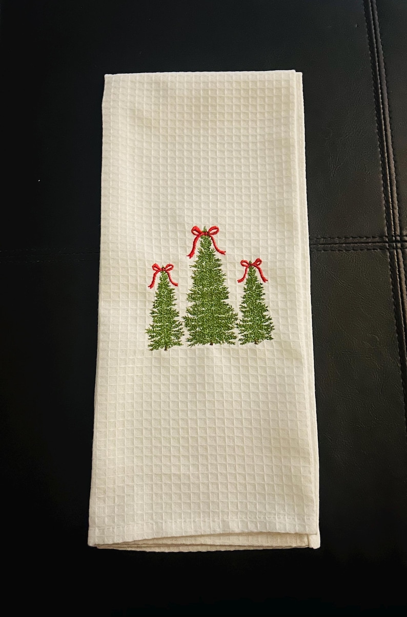 Embroidered Christmas Tree Kitchen Towel - Etsy