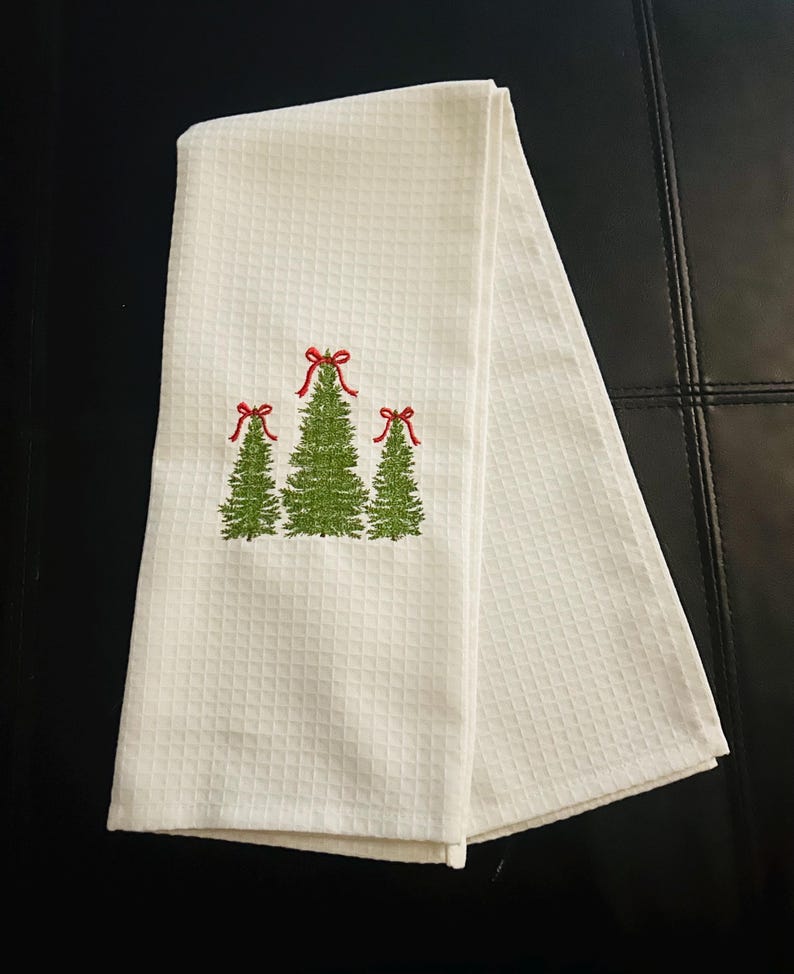 Embroidered Christmas Tree Kitchen Towel - Etsy