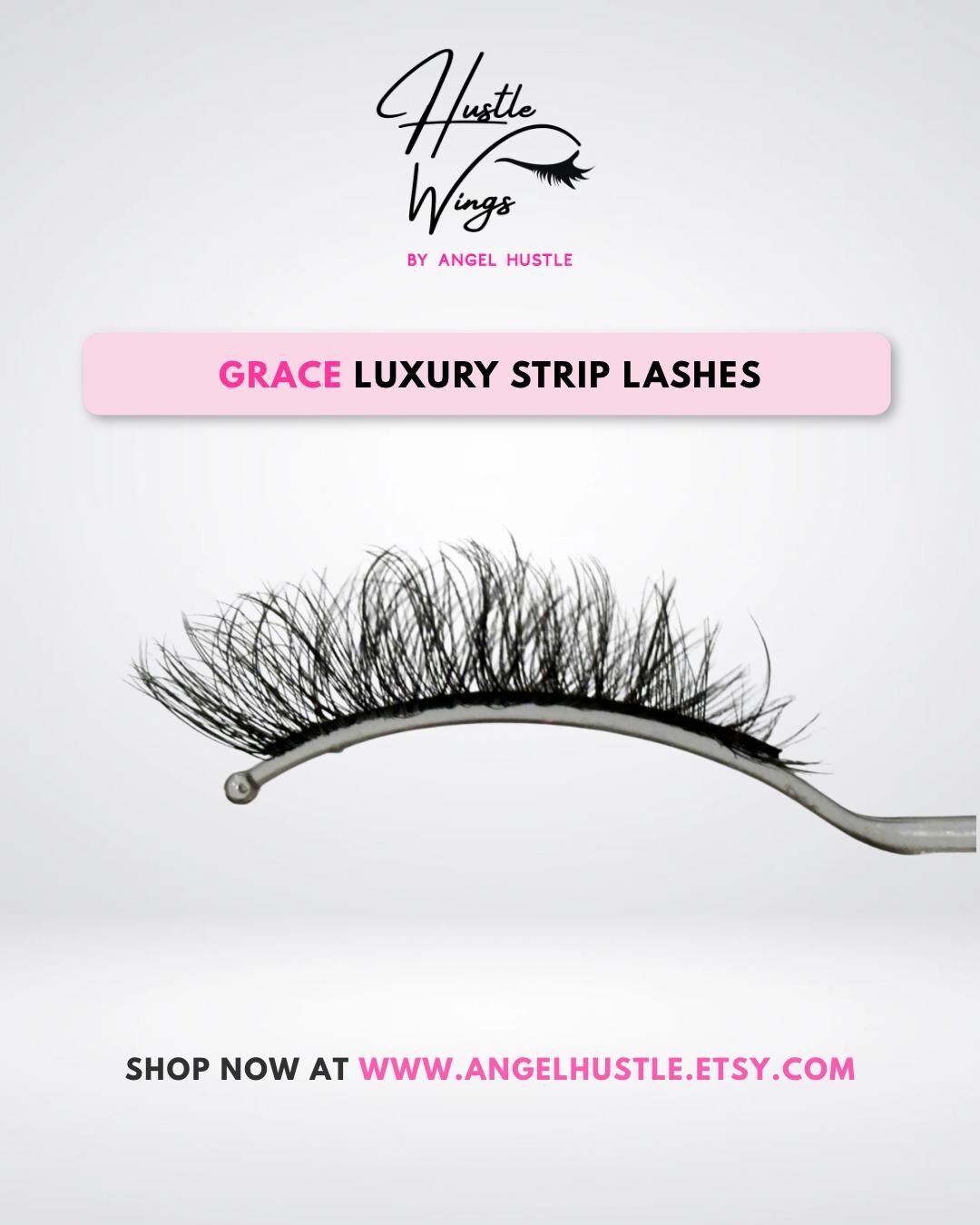 Grace - Fluffy Cat Eye Luxury Strip Lashes, Faux Mink Natural ...