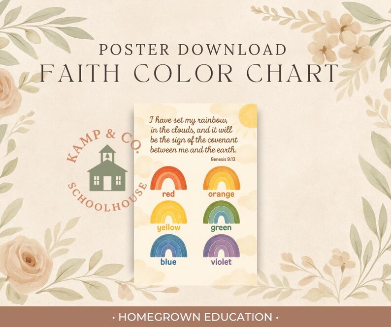 Faith Color Chart Printable – Christian Rainbow Poster for Kids ...