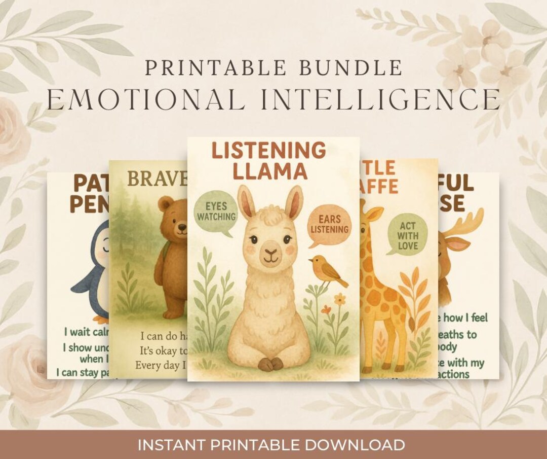 Emotional Intelligence Poster Bundle | Brave Bear, Mindful Moose ...