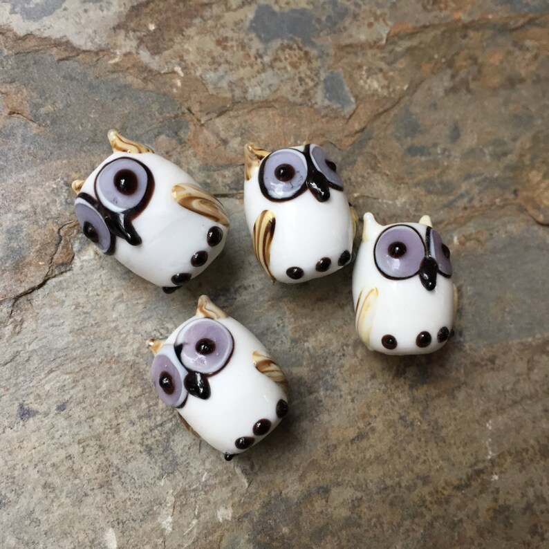 Owl Beads White Owl Beads 18mm Approx. 4 Beads per Package. - Etsy