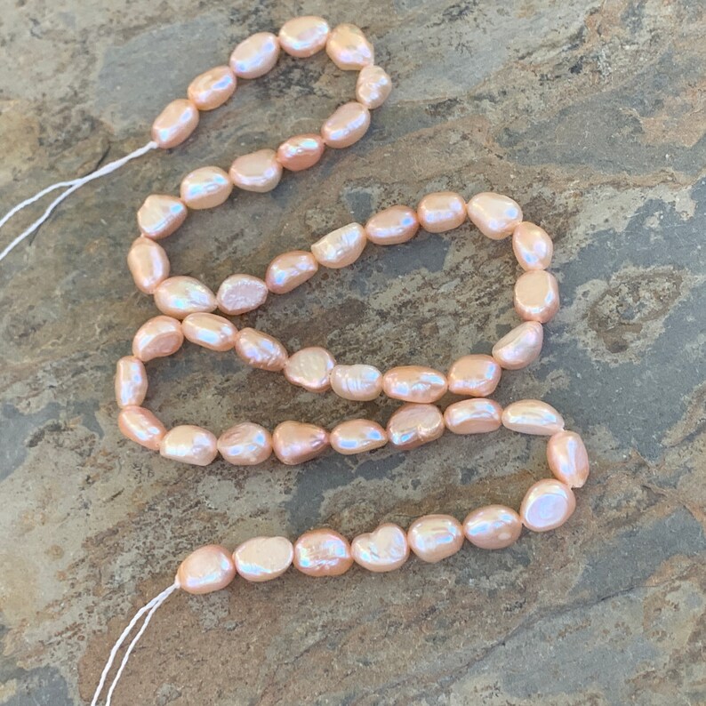 Oval Peach Pearl Beads, Flat Sided, 7 X 5mm, 16 Inch Strand - Etsy