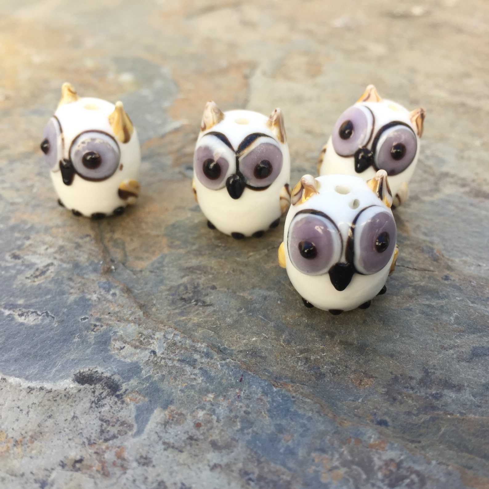 Owl Beads White Owl Beads 18mm Approx. 4 Beads per Package. - Etsy
