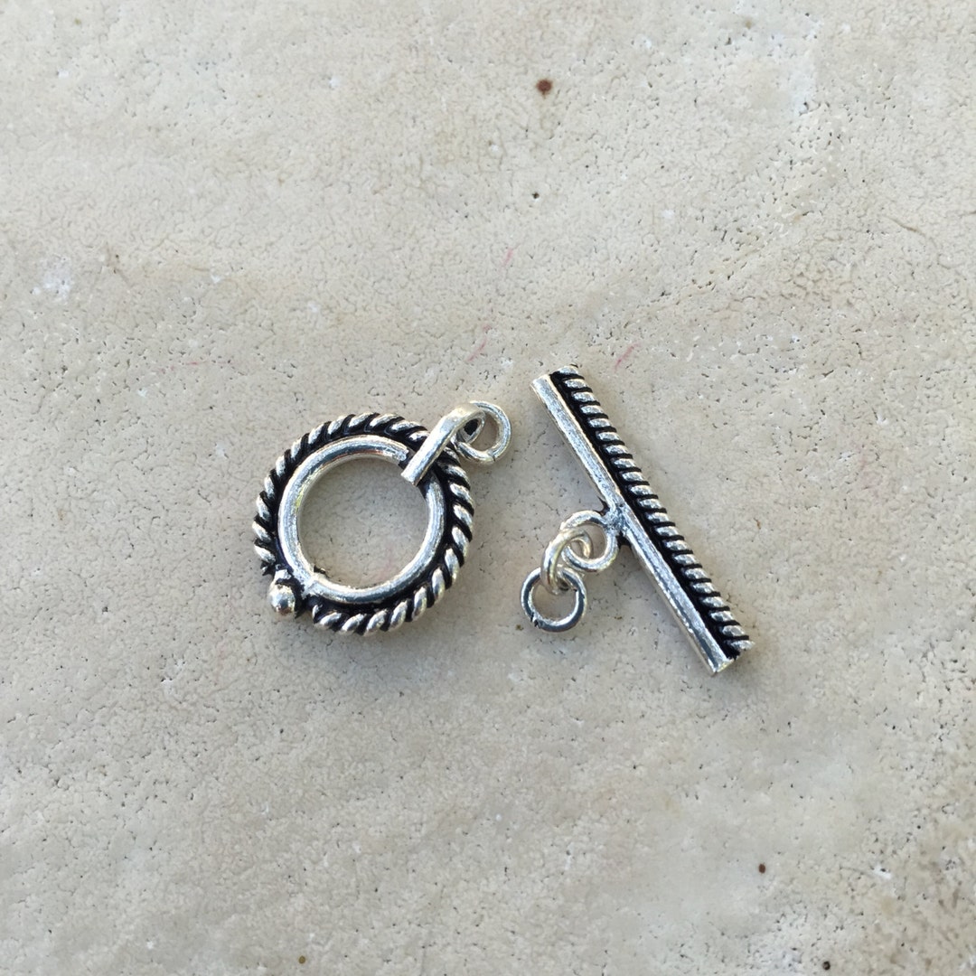Sterling Silver Twisted Rope Toggle Clasp, 1 Clasp, 14mm, Oxidized - Etsy