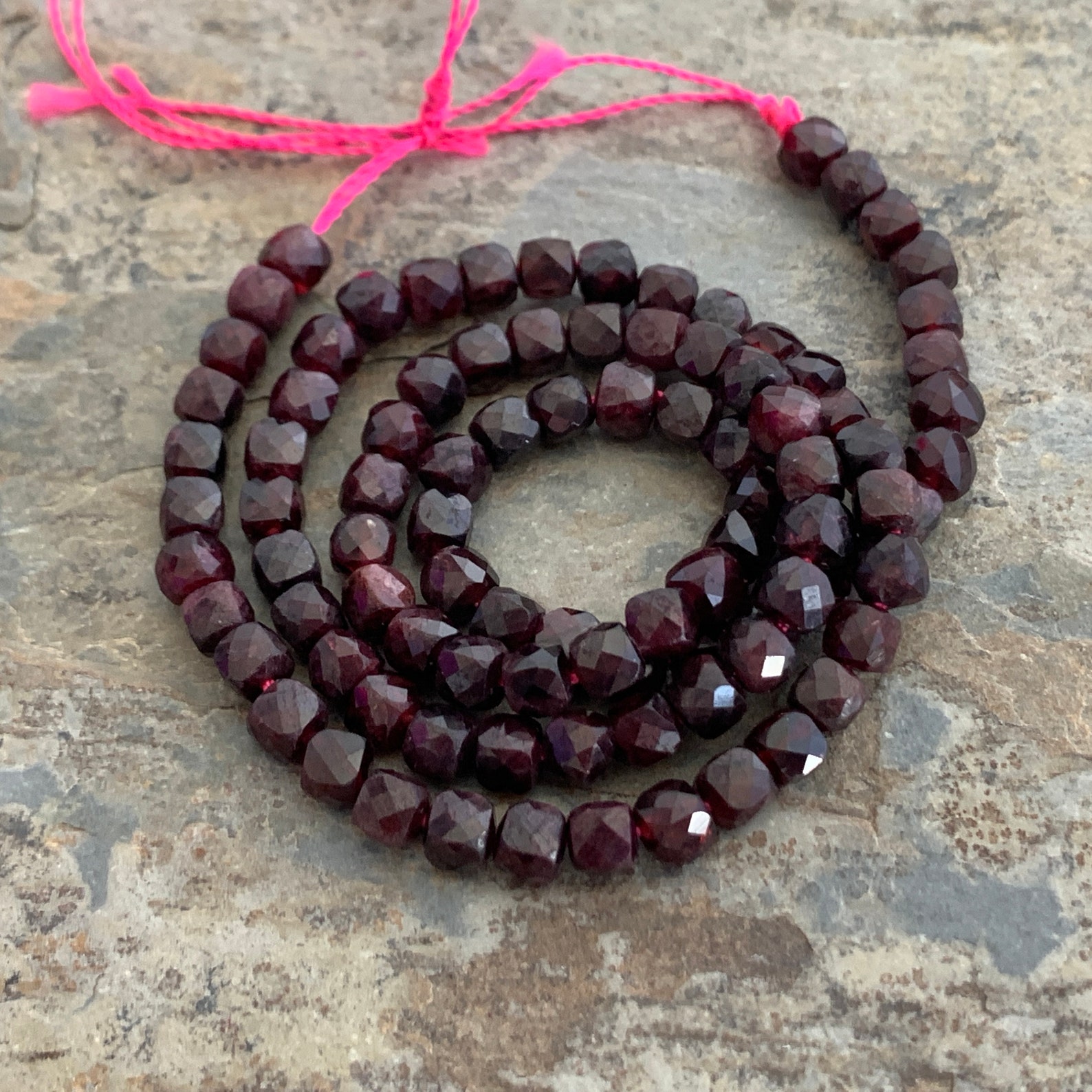 Garnet Cube Beads 4mm 15.5 Inch Strand - Etsy