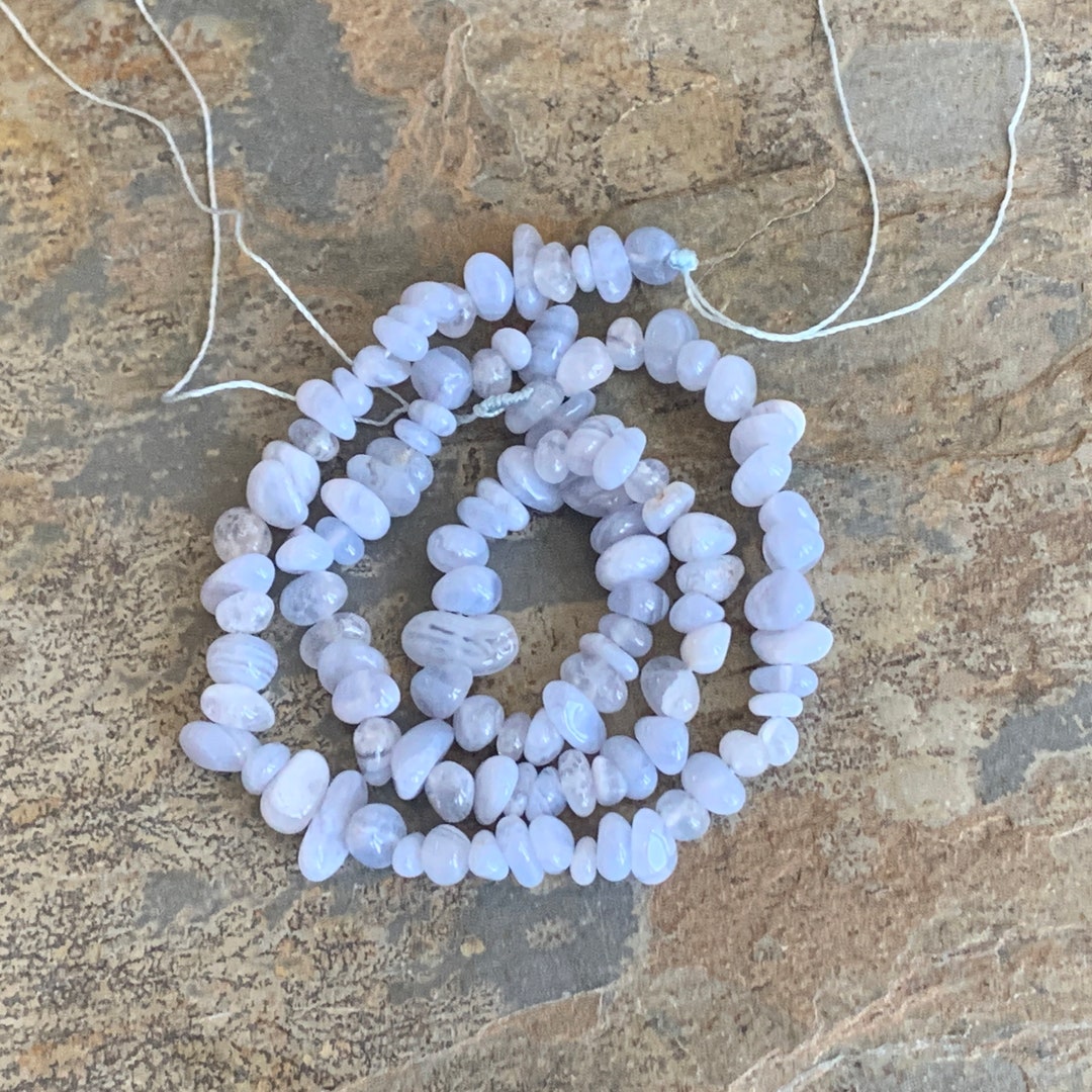 Blue Lace Chalcedony, Small Nuggets, Pebbles, 6 to 8mm, 15.5 Inch ...