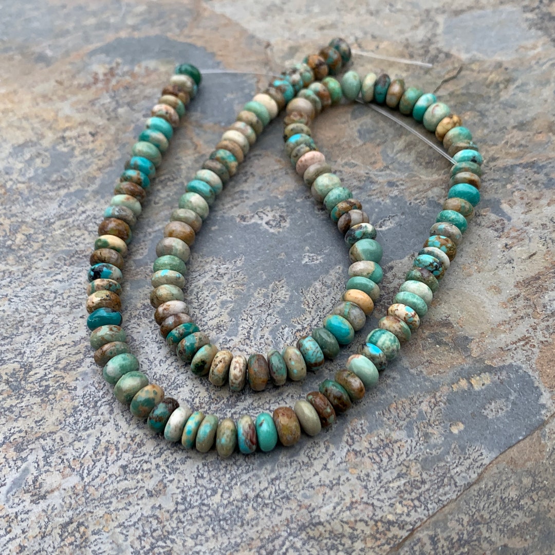 Turquoise Rondelles With Brown Matrix, Smooth, 6 X 3.5 to 4mm, 16 Inch ...