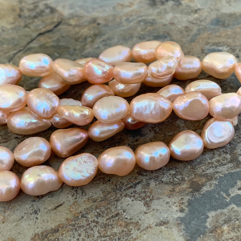 Oval Peach Pearl Beads, Flat Sided, 7 X 5mm, 16 Inch Strand - Etsy